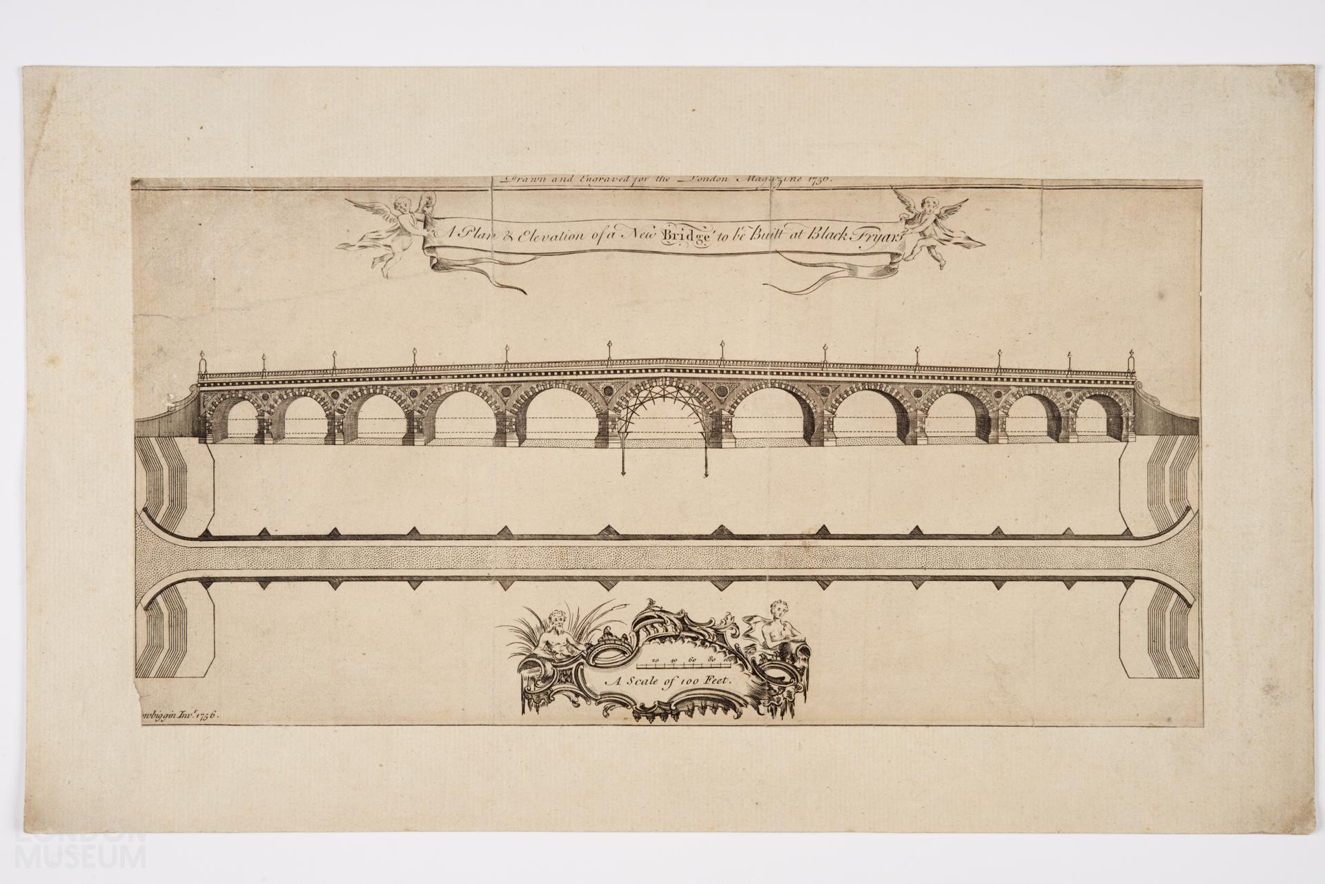 A plan and elevation of a new bridge to be built at Black Fryars ...