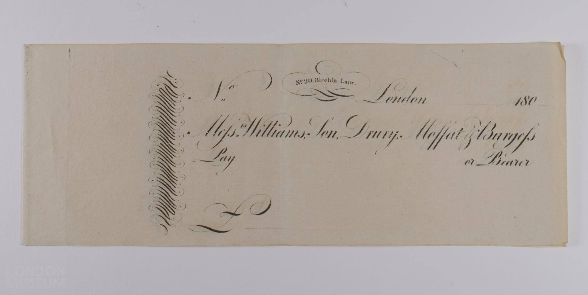 Cheque | London Museum