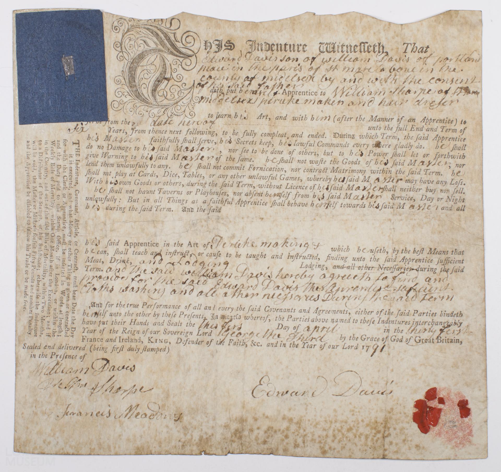 Indenture, contract | London Museum
