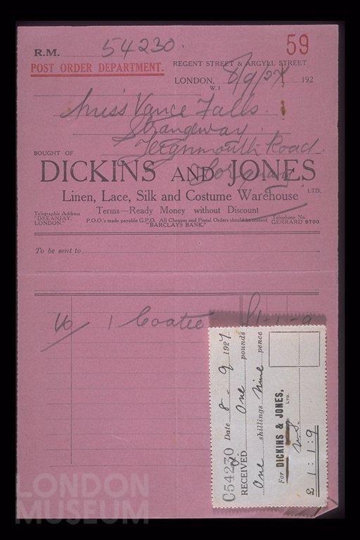Invoice, receipt | London Museum