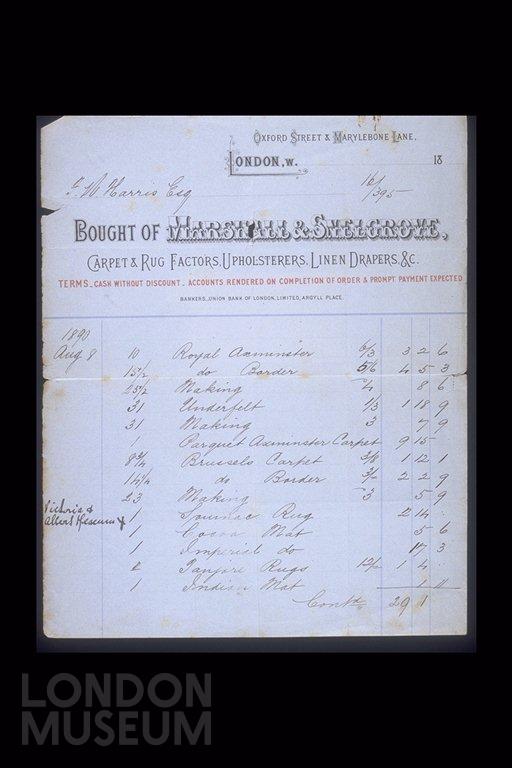 Invoice, receipt | London Museum