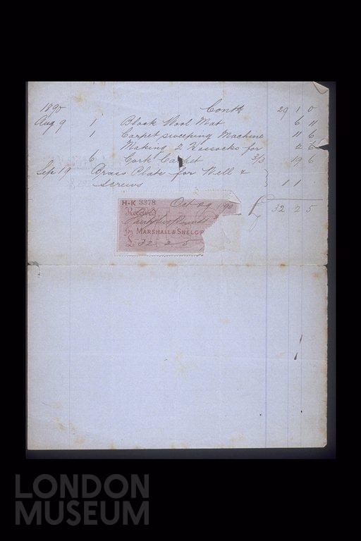 Invoice, receipt | London Museum