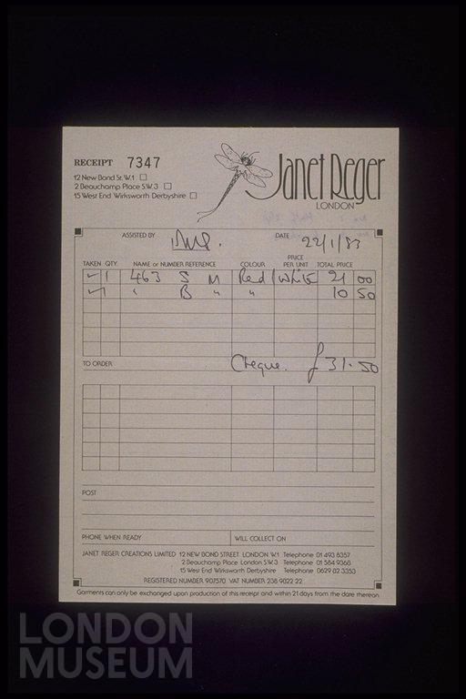 Invoice, receipt | London Museum