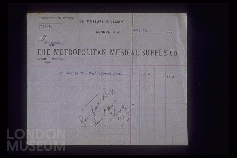 Invoice, receipt | London Museum