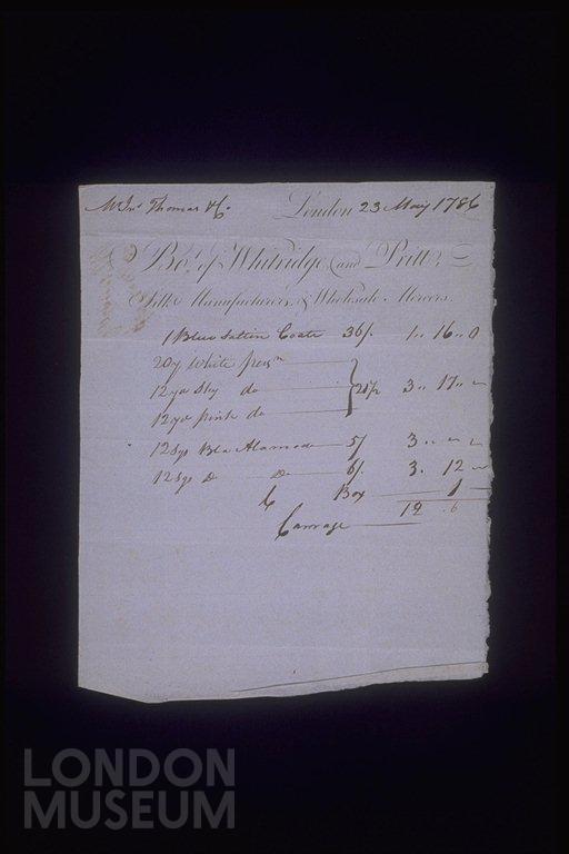 Invoice, receipt | London Museum