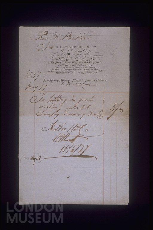 Invoice, receipt | London Museum