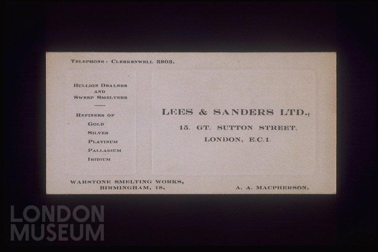 Card, business card | London Museum