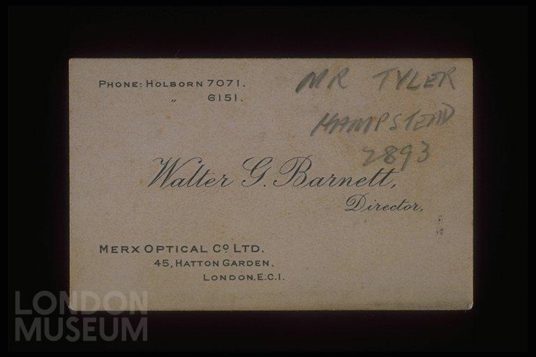 Card, business card | London Museum