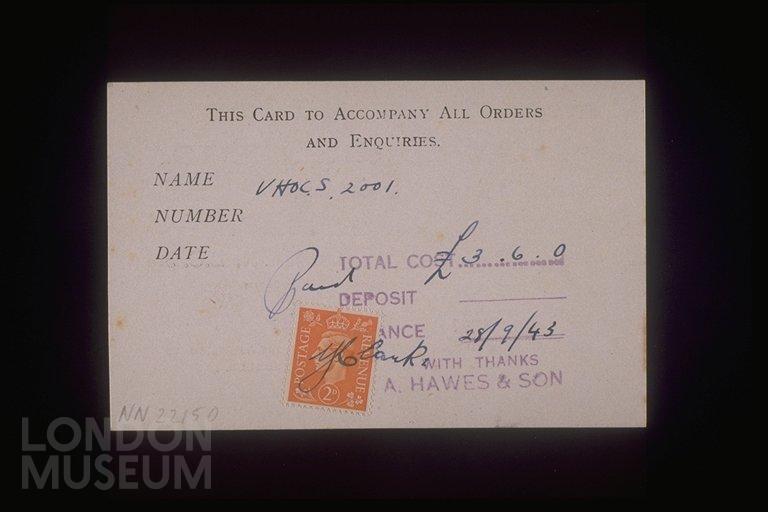 Card, business card, receipt | London Museum