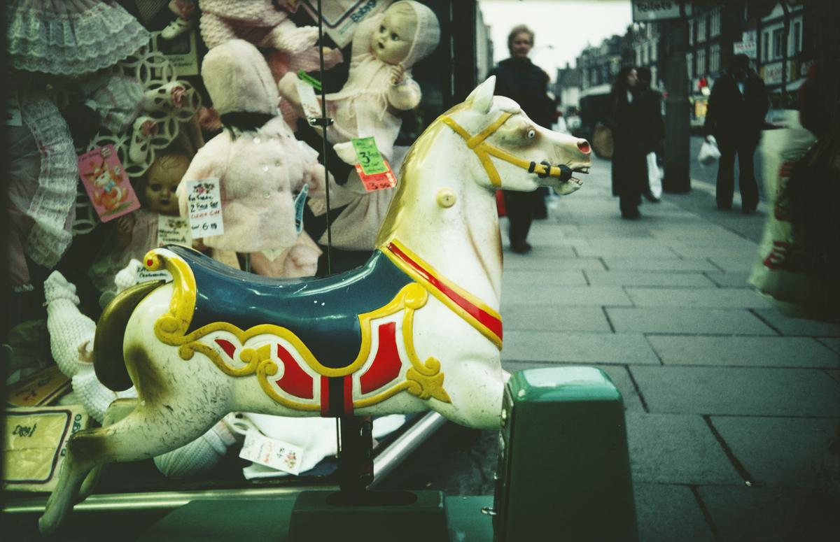 A coin operated child's rocking horse ride | London Museum