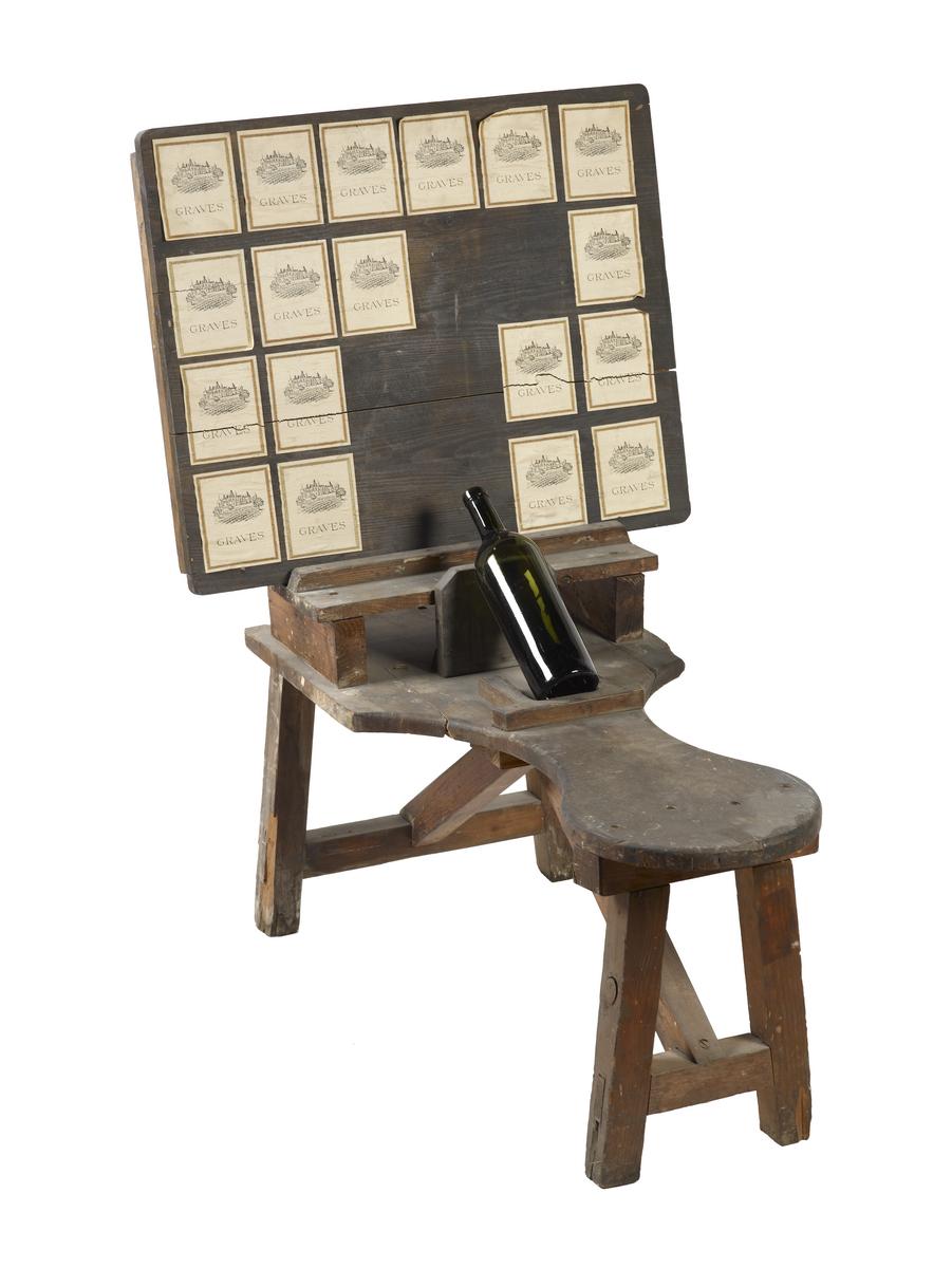 Bench, wine bottle labelling bench & paste board | London Museum