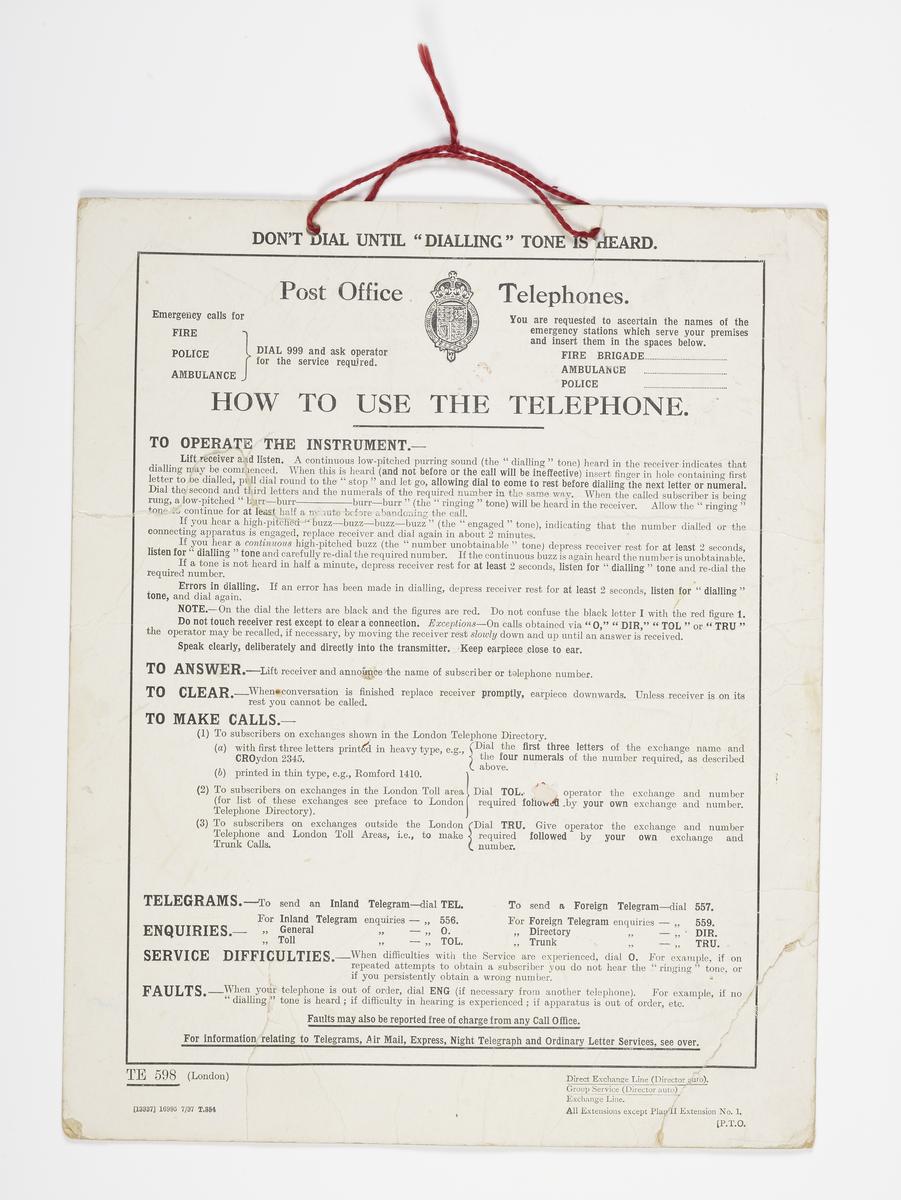 Notice, regulations | London Museum