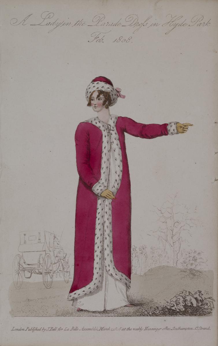A Lady in the Parade Dress in Hyde Park. Feb 1808, | London Museum