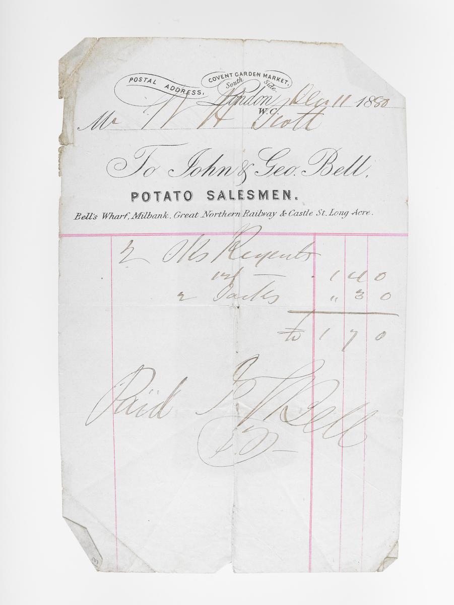 Invoice, receipt | London Museum