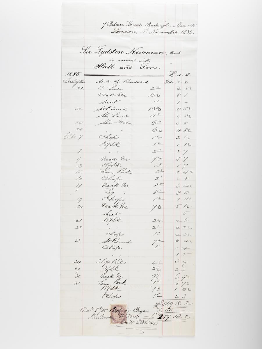 Invoice, receipt | London Museum