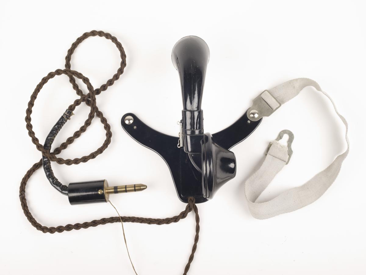 Telephone transmitter, breast set | London Museum