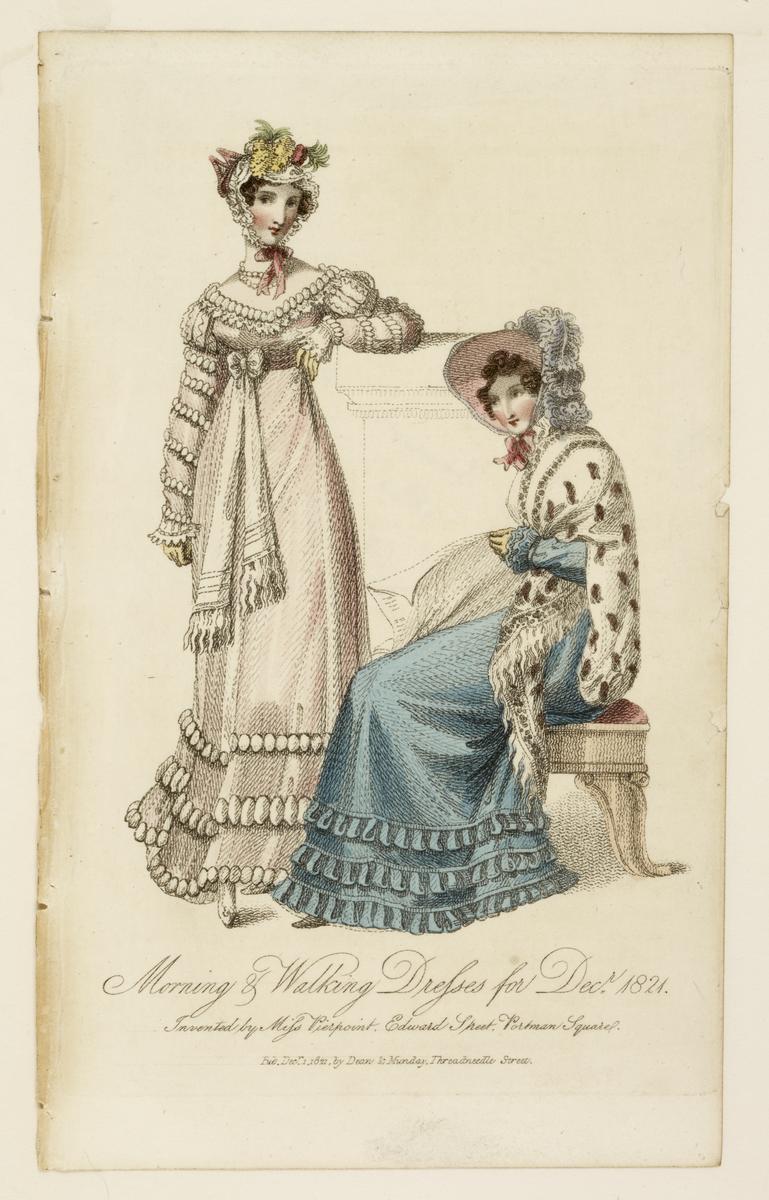 Morning & Walking Dresses for Decr. 1821 | London Museum