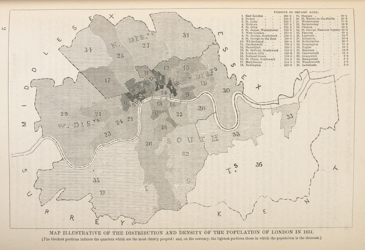 Map illustrative of the distribution and density of the population of ...