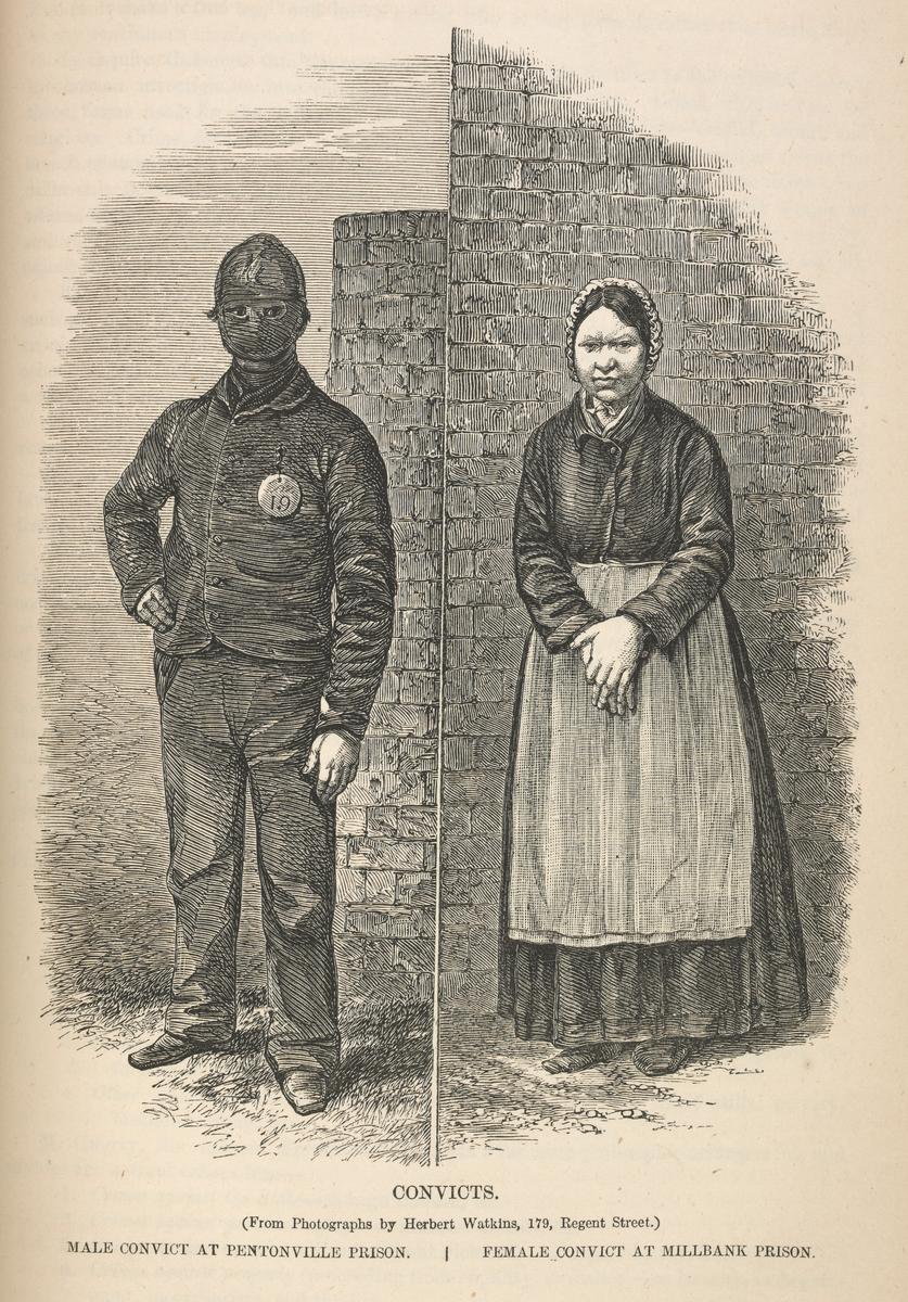 Convicts: male convict at Pentonville Prison and female convict at ...