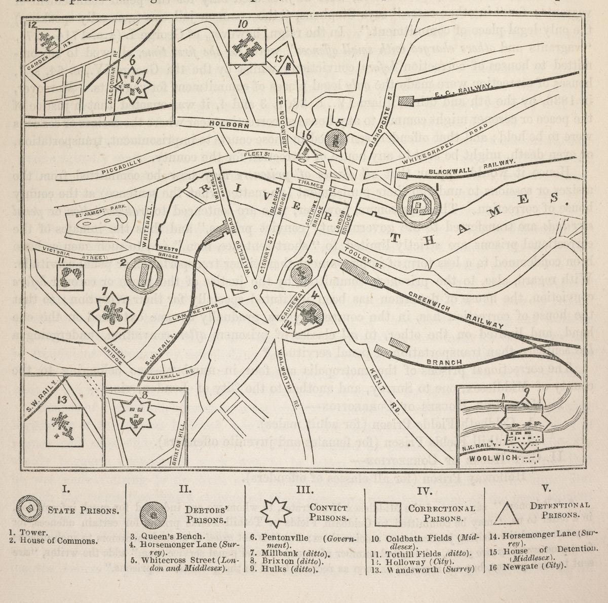 Map of the prisons of London | London Museum