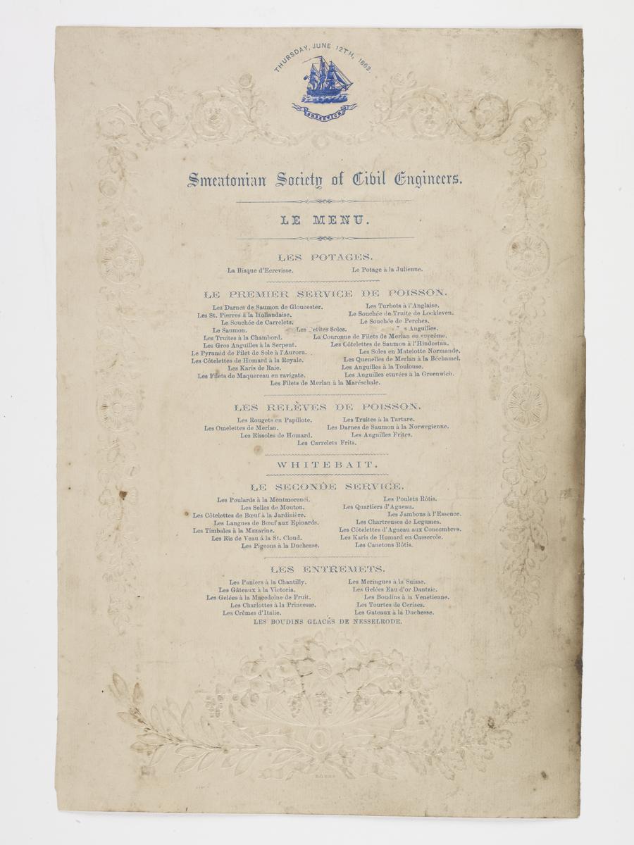 Dinner menu, Whitebait Dinner Menu | London Museum