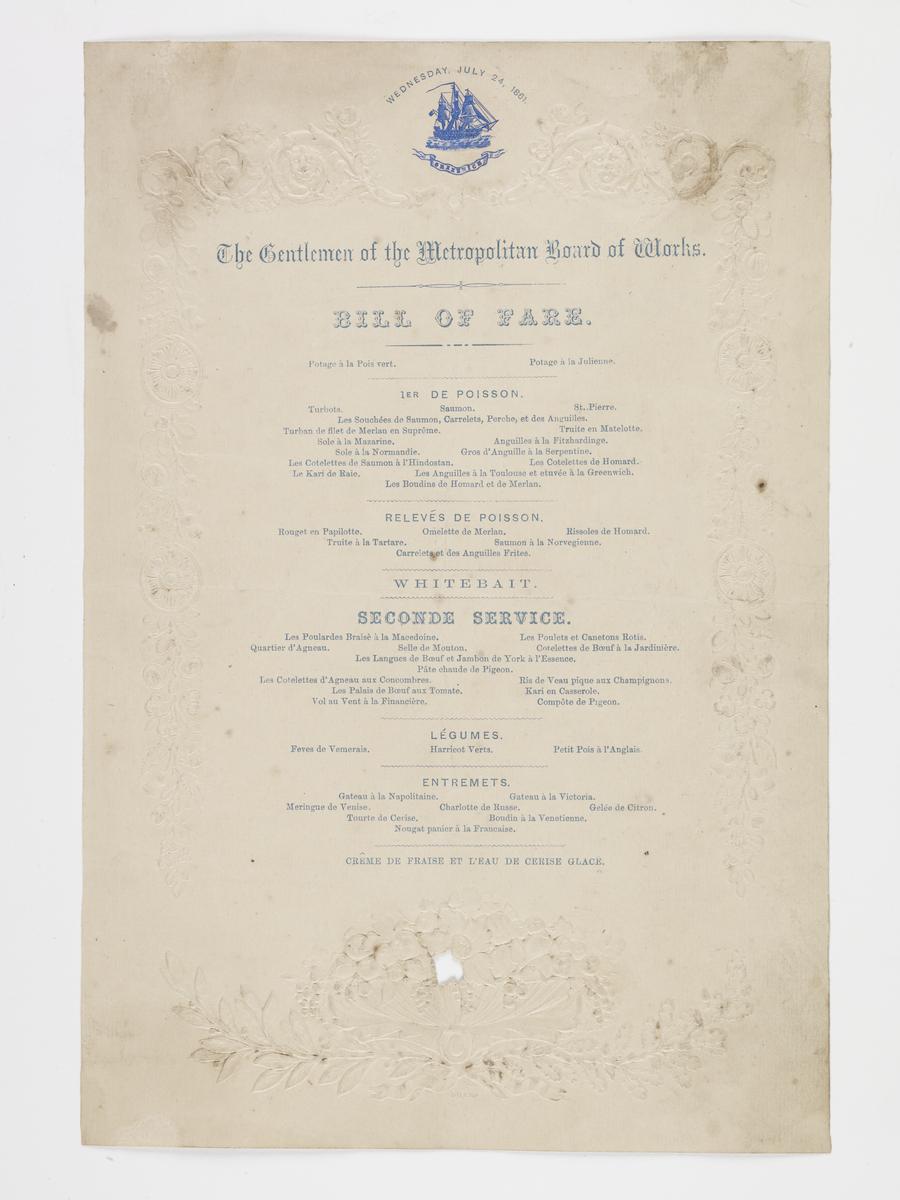 Dinner menu, Whitebait Dinner Menu | London Museum