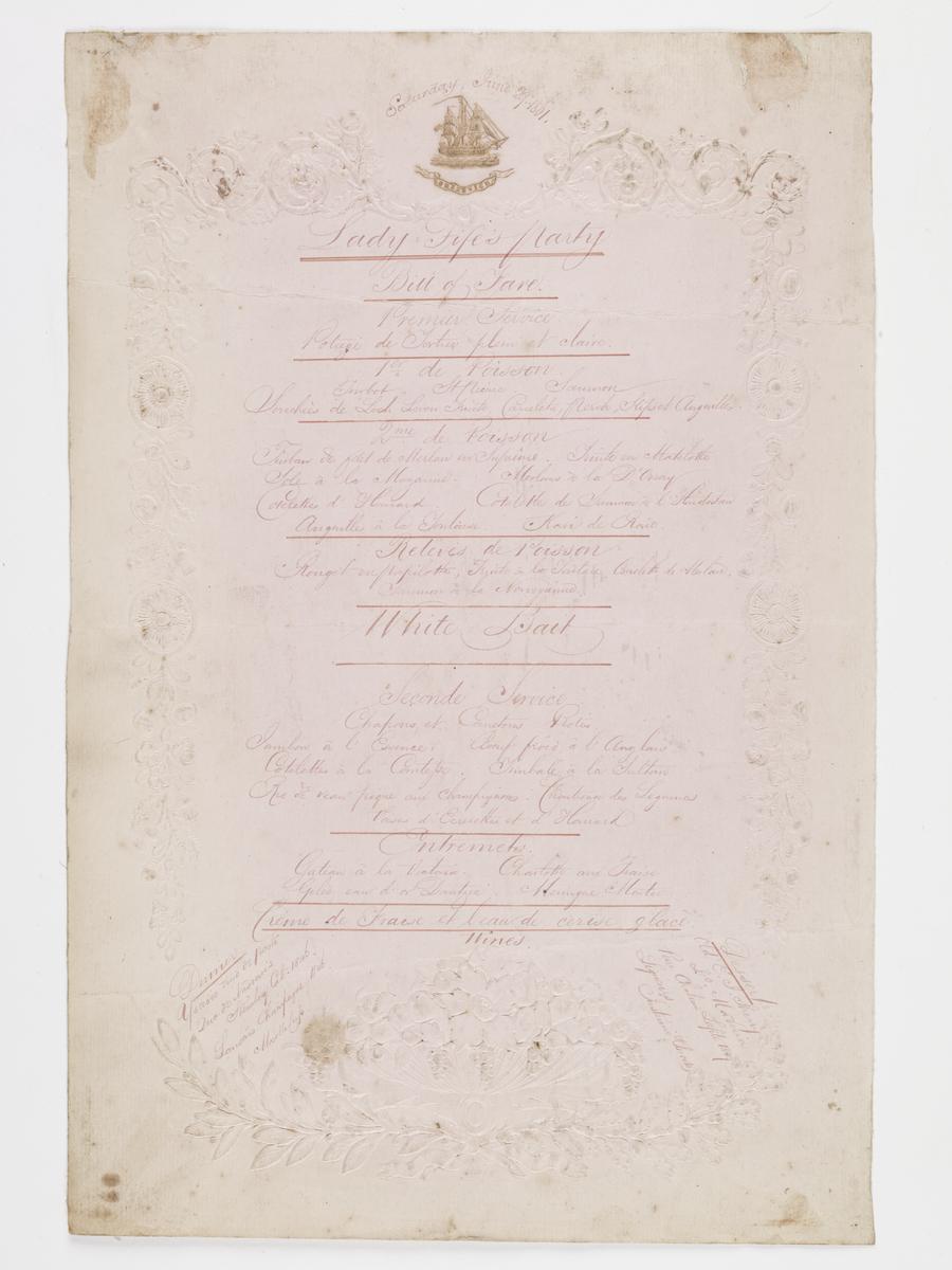 Dinner menu, Whitebait Dinner Menu | London Museum