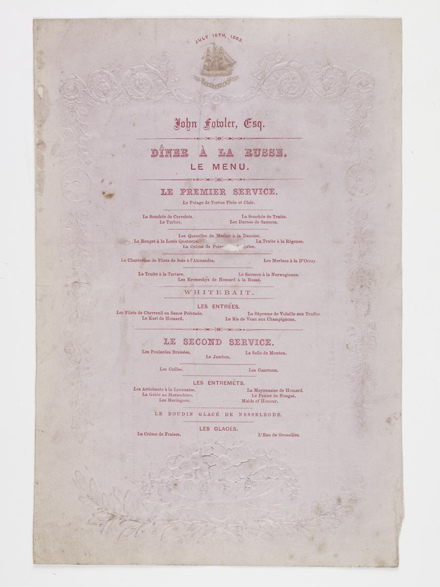 Dinner menu, Whitebait Dinner Menu | London Museum