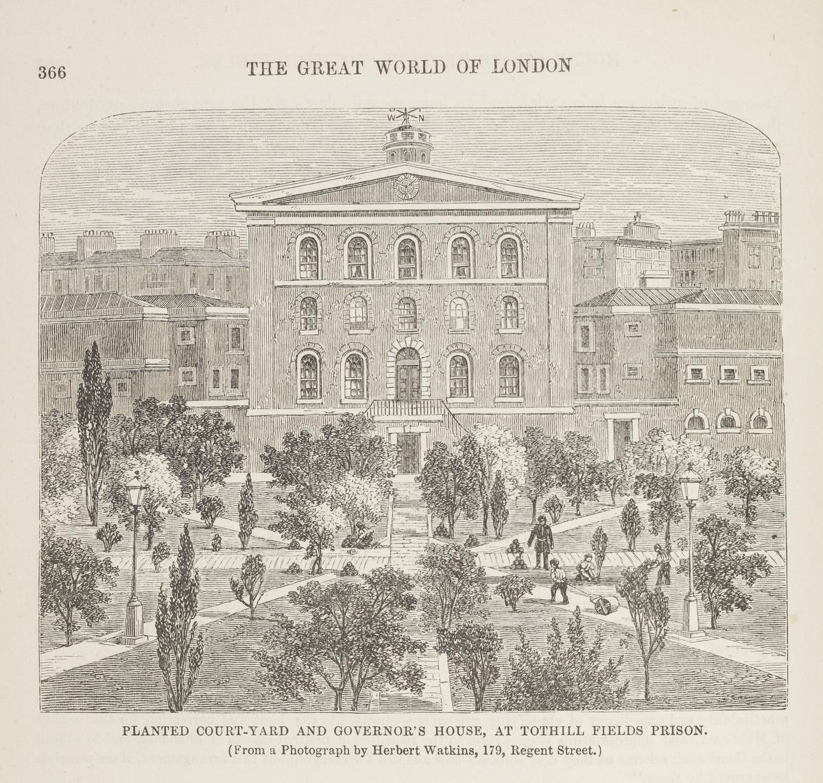 Planted court-yard and Governor's House, at Tothill Fields Prison ...