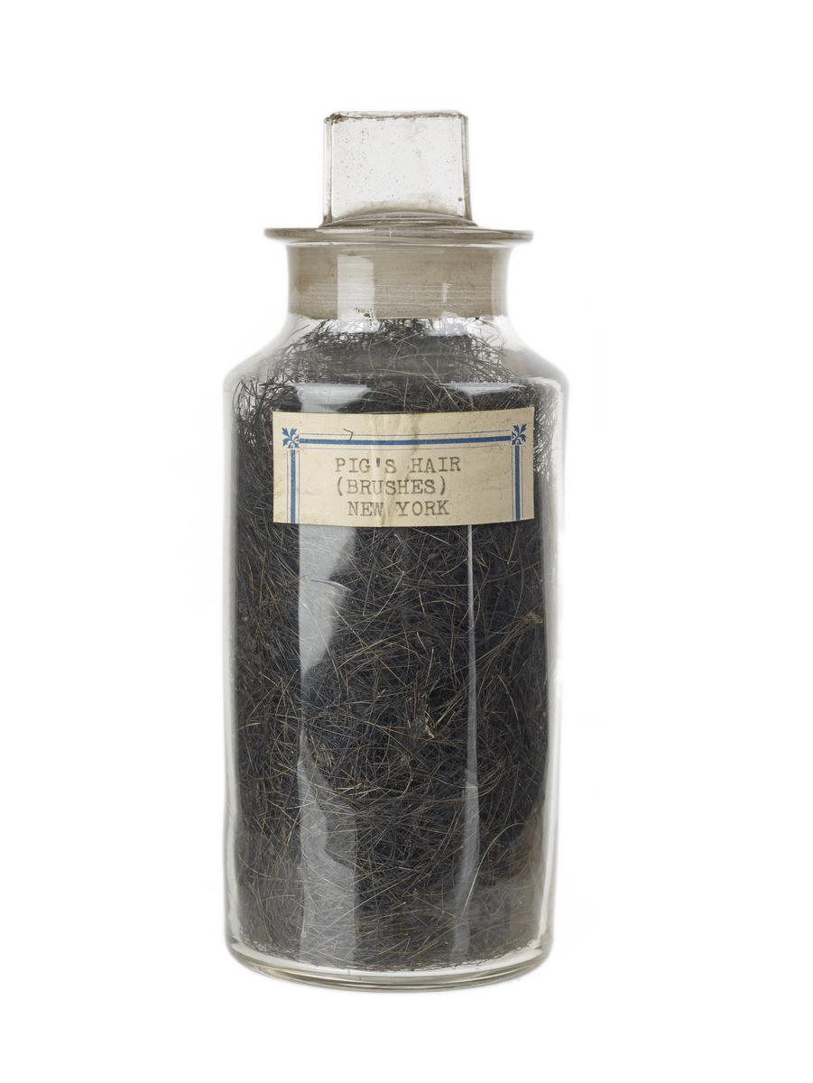 Sample jar, pigs hair sample | London Museum