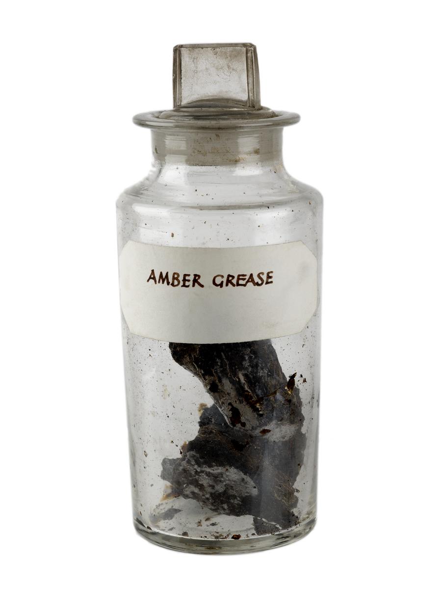 Sample jar, amber grease (ambergris) sample | London Museum