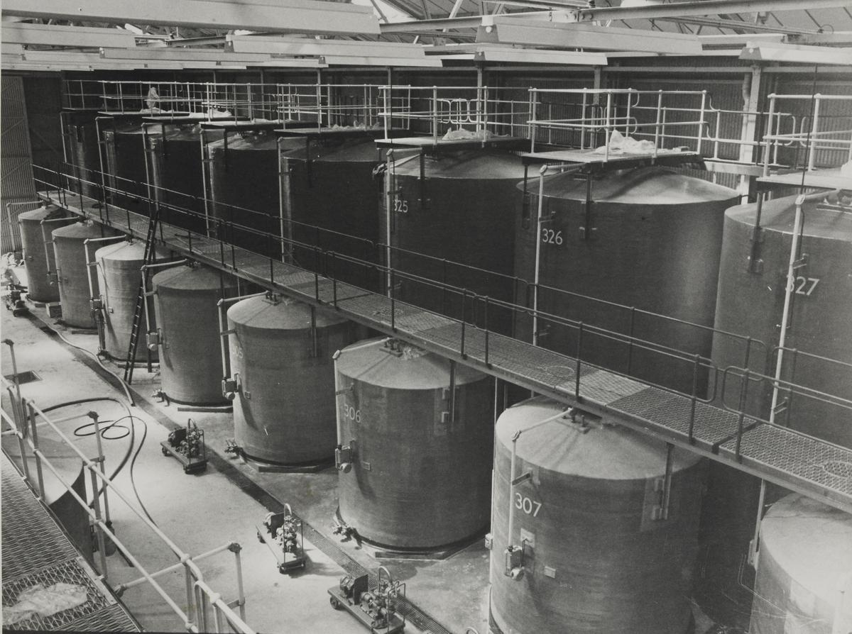 Bulk wine in 15C shed, West India Docks, July 1969 | London Museum