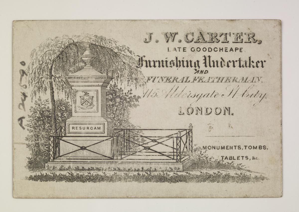 J.W. Carter late goodcheape furnishing Undertaker and Funeral ...