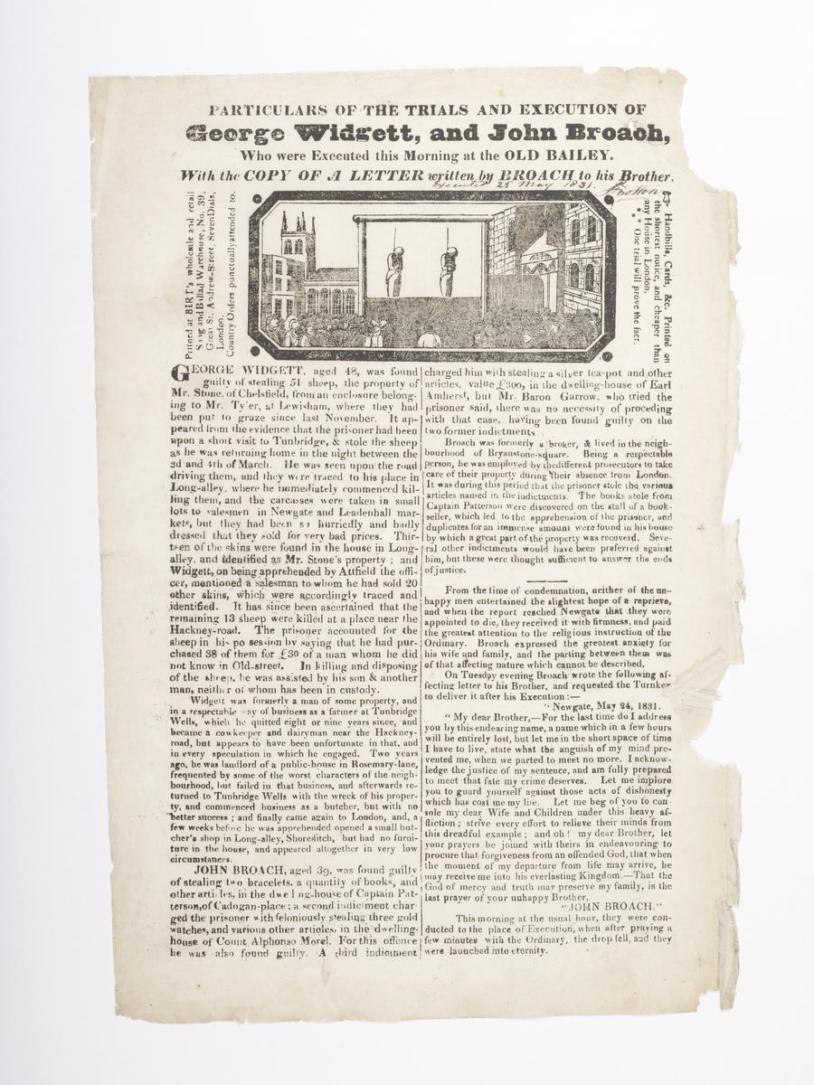 Particulars of The Trials and Execution of George Widgett, and John ...