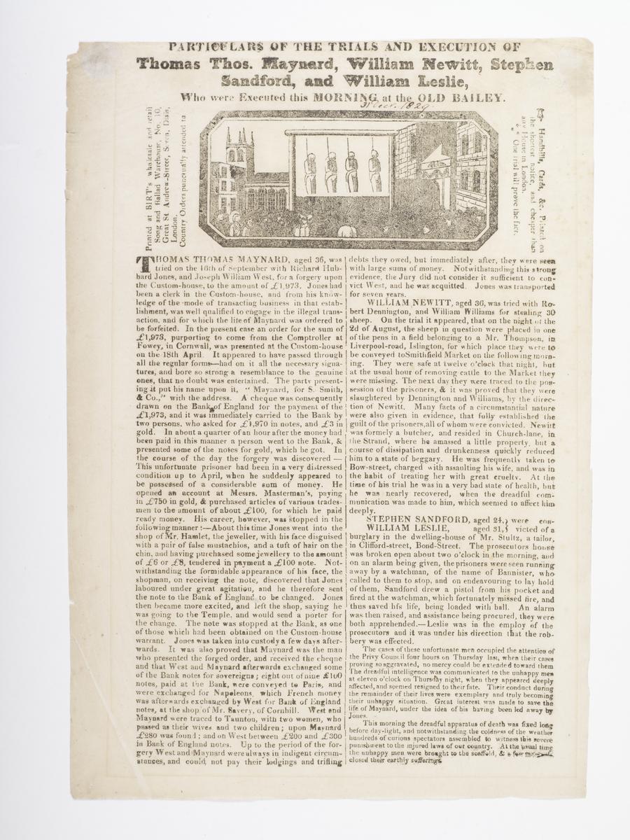 Particulars of the Trials and Execution of Thomas Thos. Maynard ...