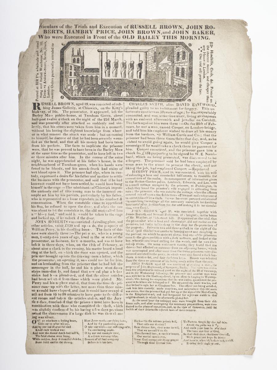 Particulars of the Trials and Execution of Russell Brown, John Roberts ...