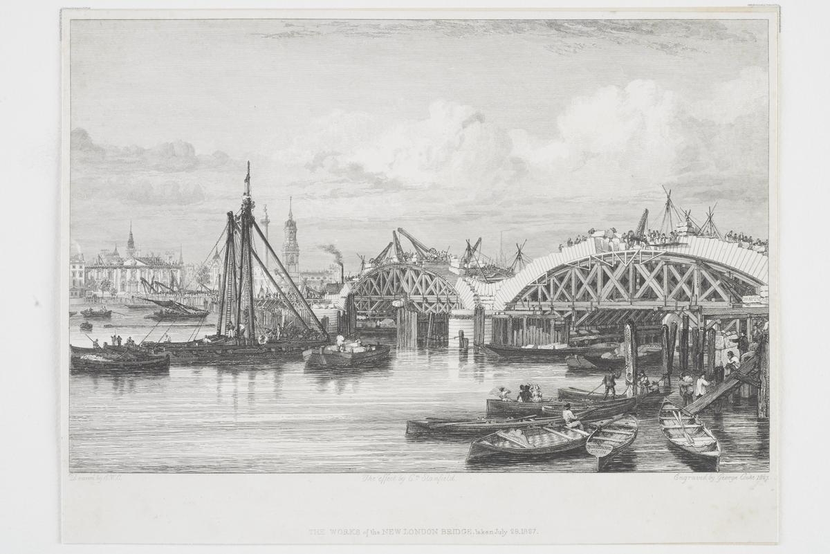 The works of the New London Bridge taken July 28 1827 | London Museum