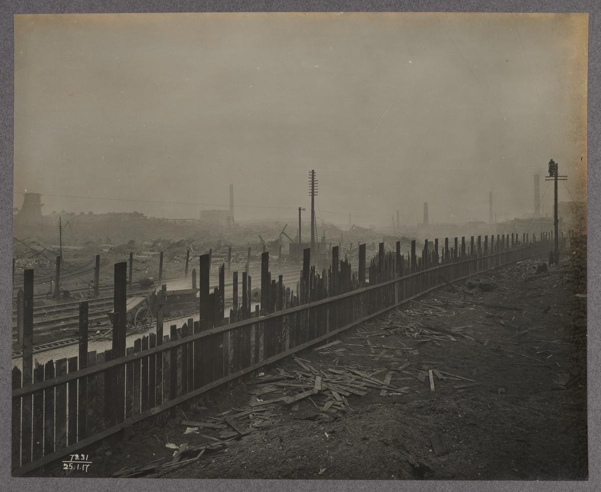 Boundary fence - south side, Royal Victoria Dock, following Silvertown ...