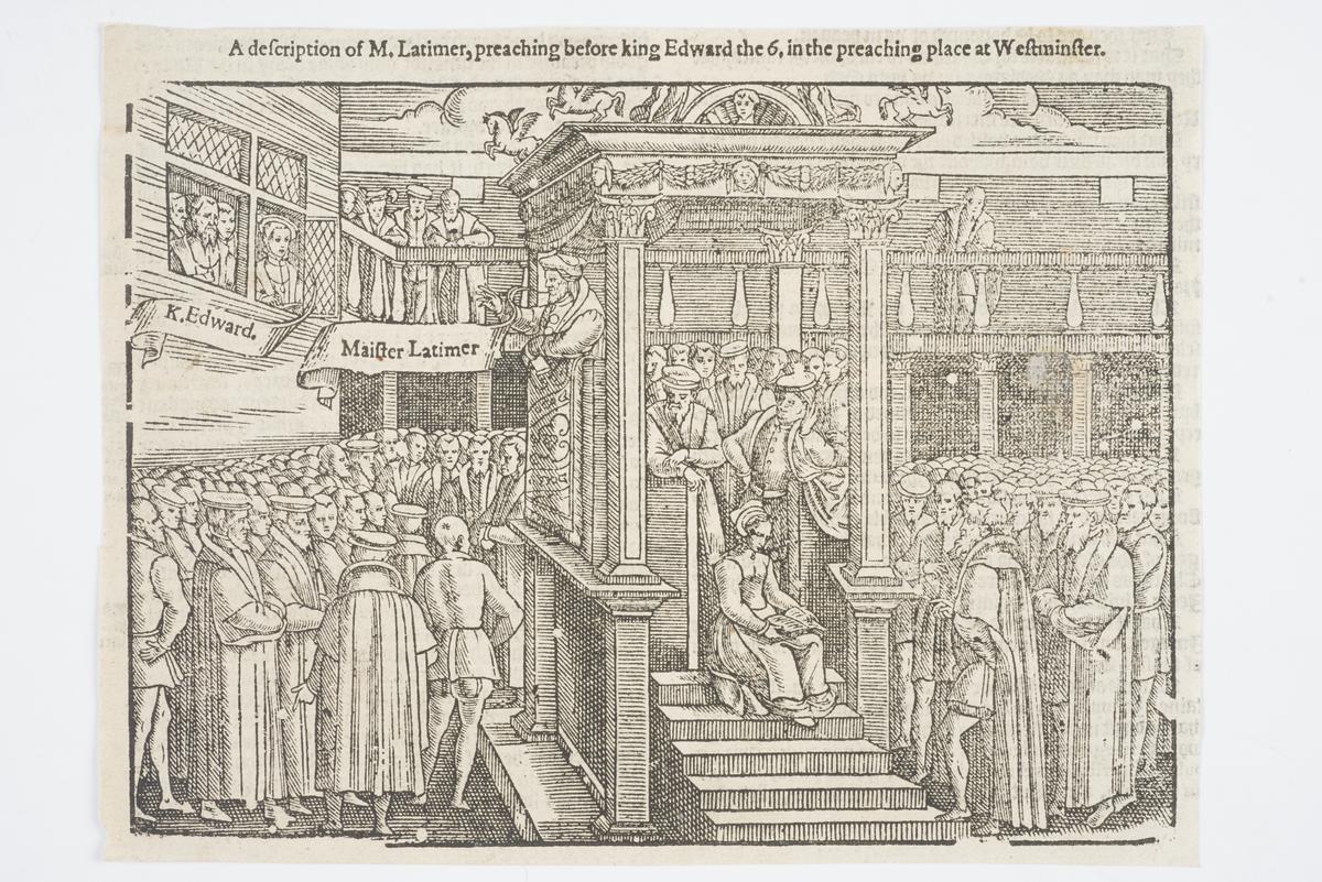 A description of M. Latimer, preaching before king Edward the 6, in the ...