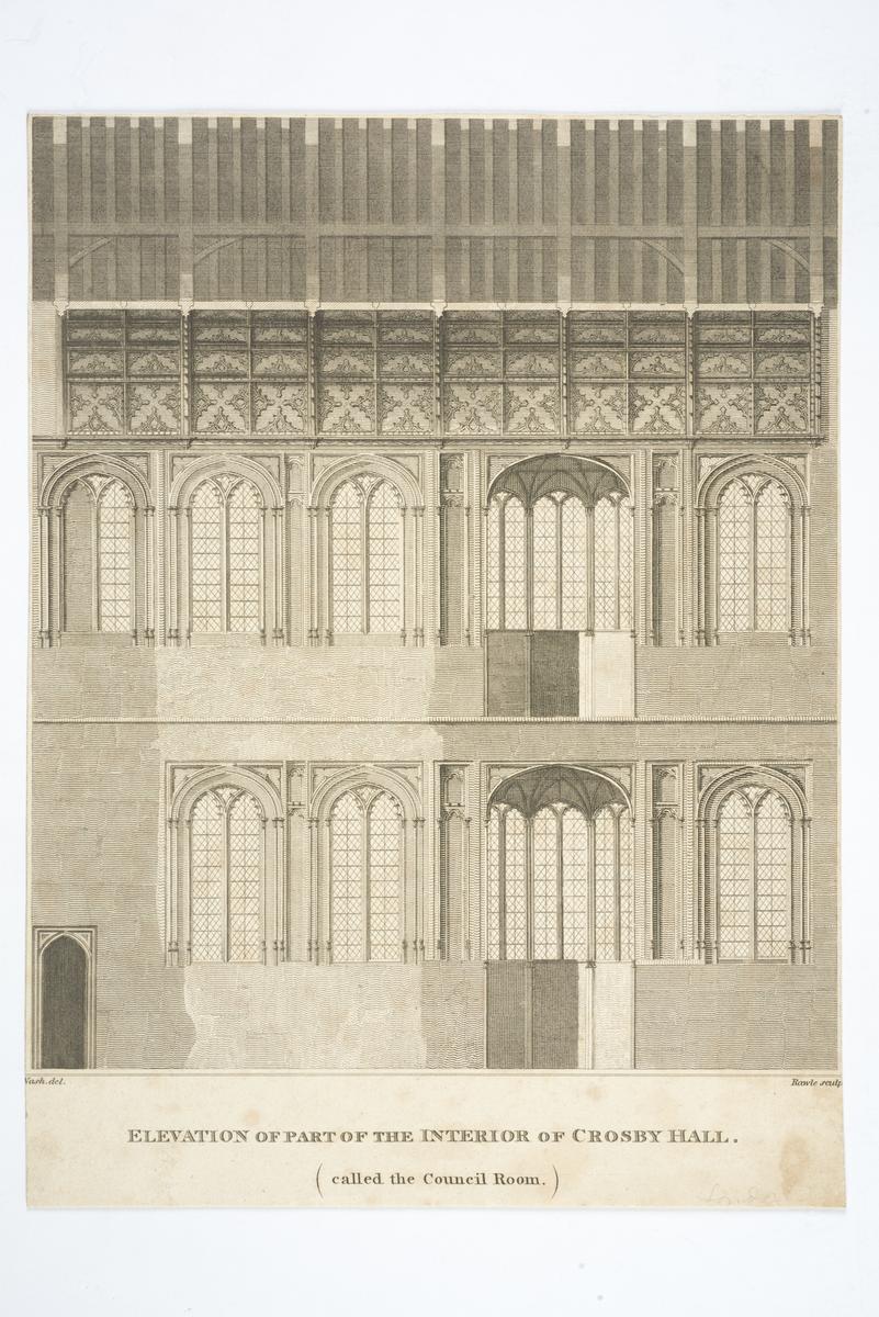 Elevation of Part of the Interior of Crosby Hall (called the Council ...