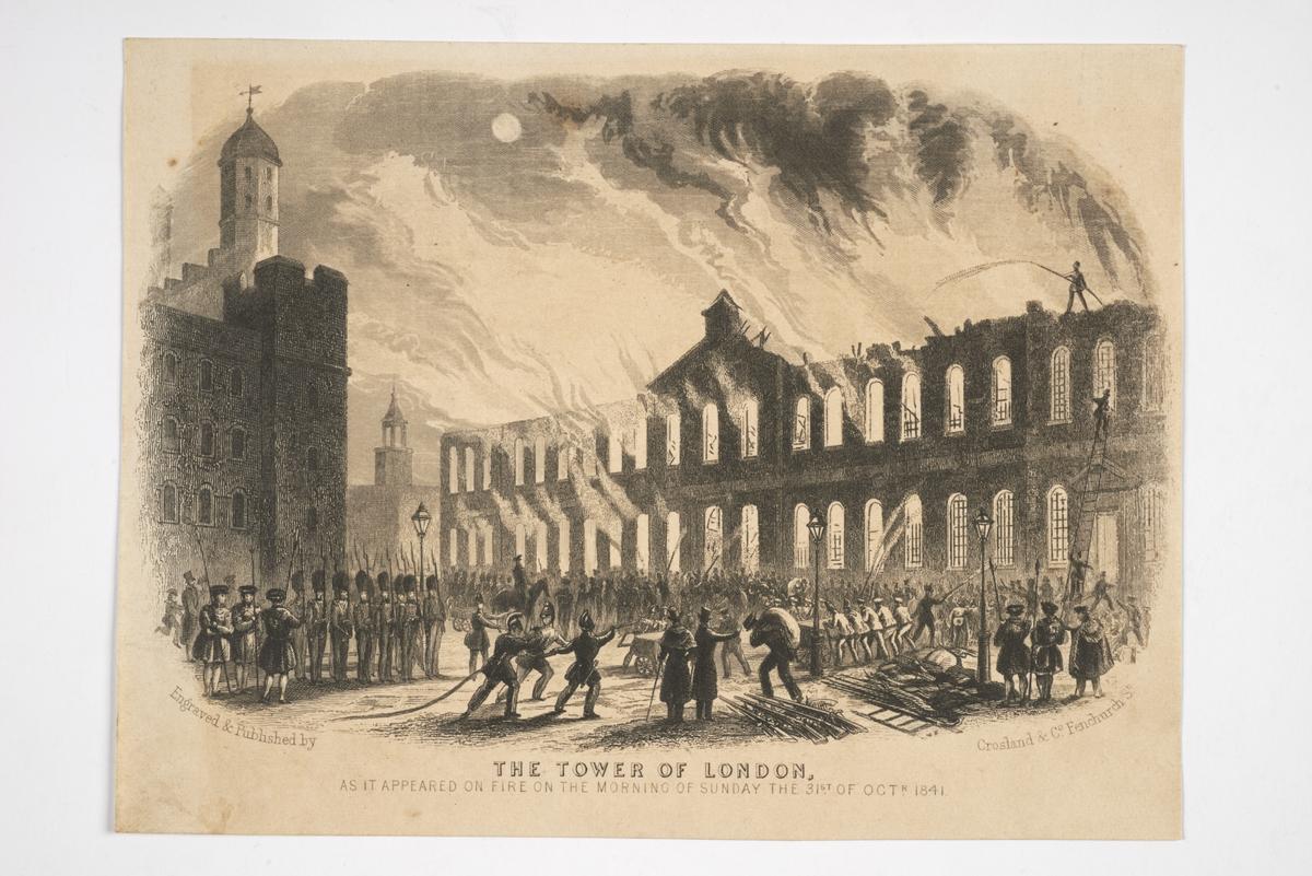 The Tower of London as it appeared on fire on the morning of Sunday the ...