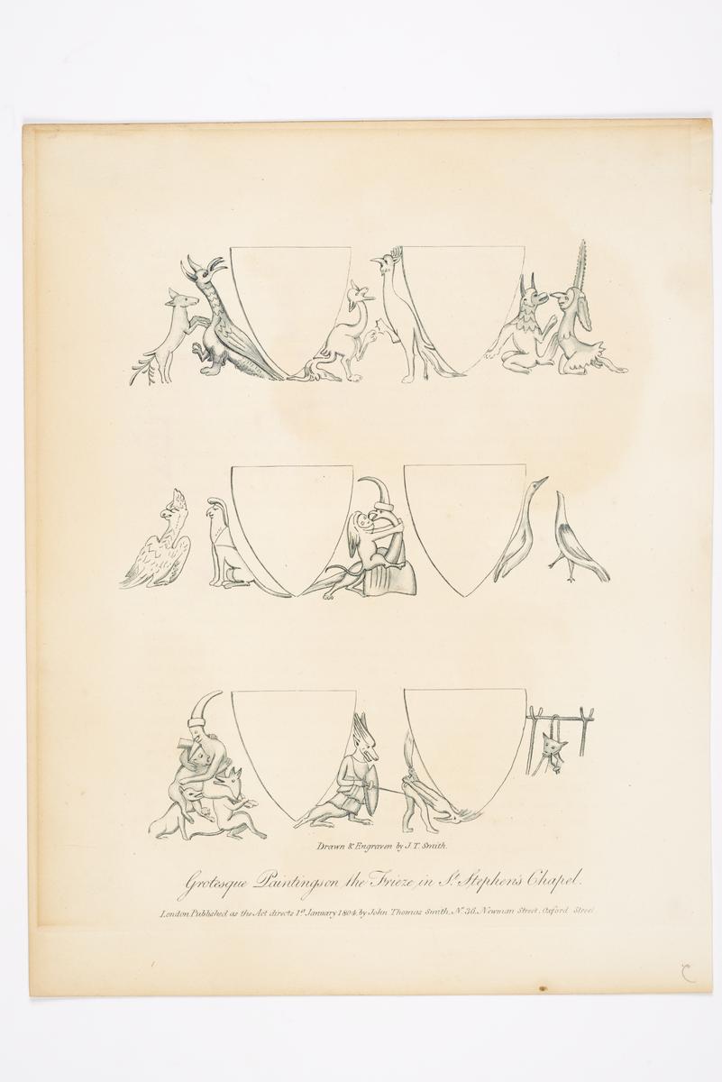 Grotesque paintings in the frieze in St. Stephen's Chapel. | London Museum