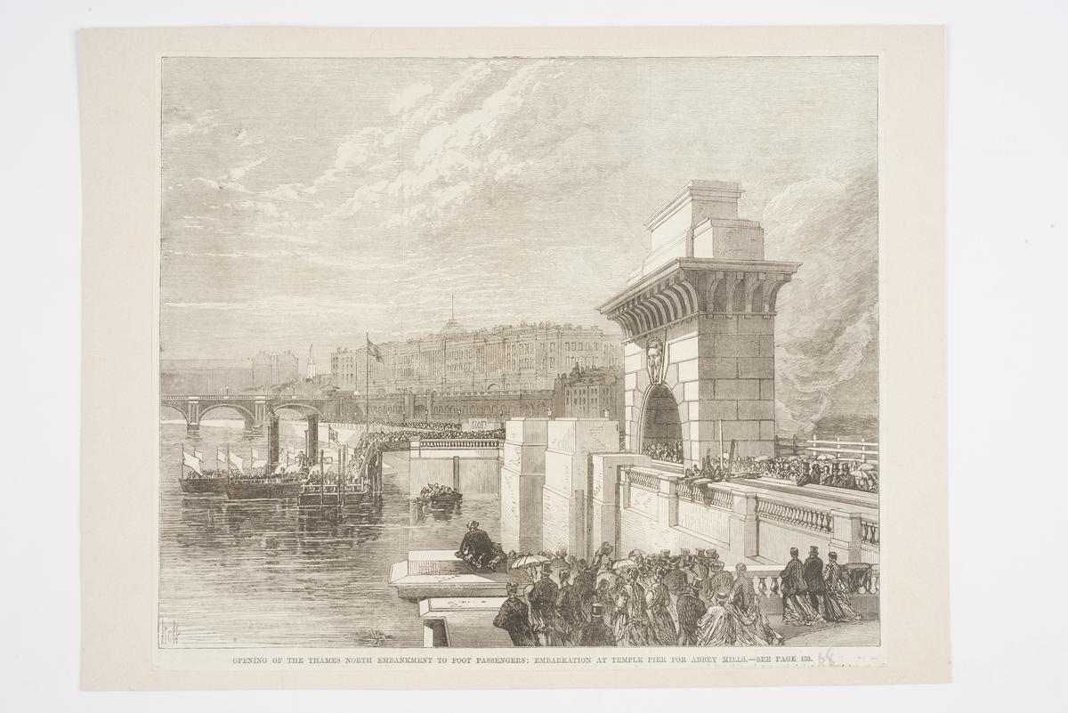 Opening of the Thames North Embankment to foot passengers: embarkation ...