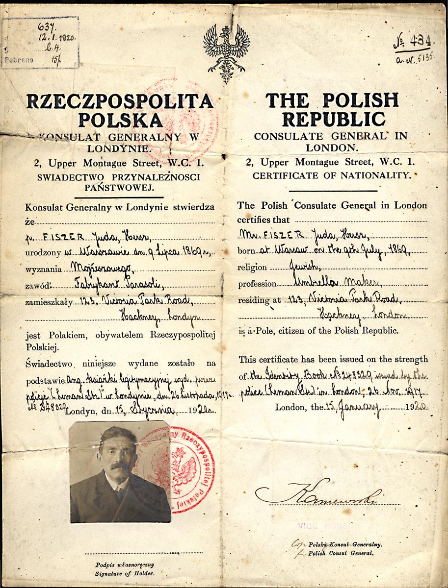 Certificate, nationality certificate | London Museum