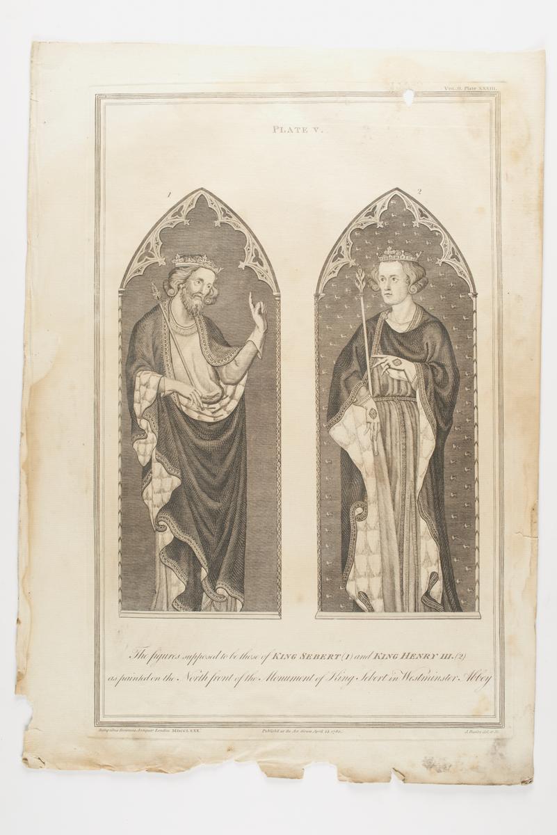 The figures supposed to be those of King Sebert (1) and King Henry III ...
