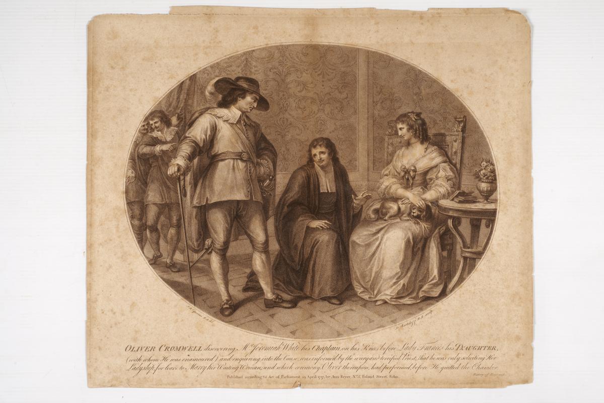 Oliver Cromwell discovering Mr Jeremiah White his Chaplain before Lady ...