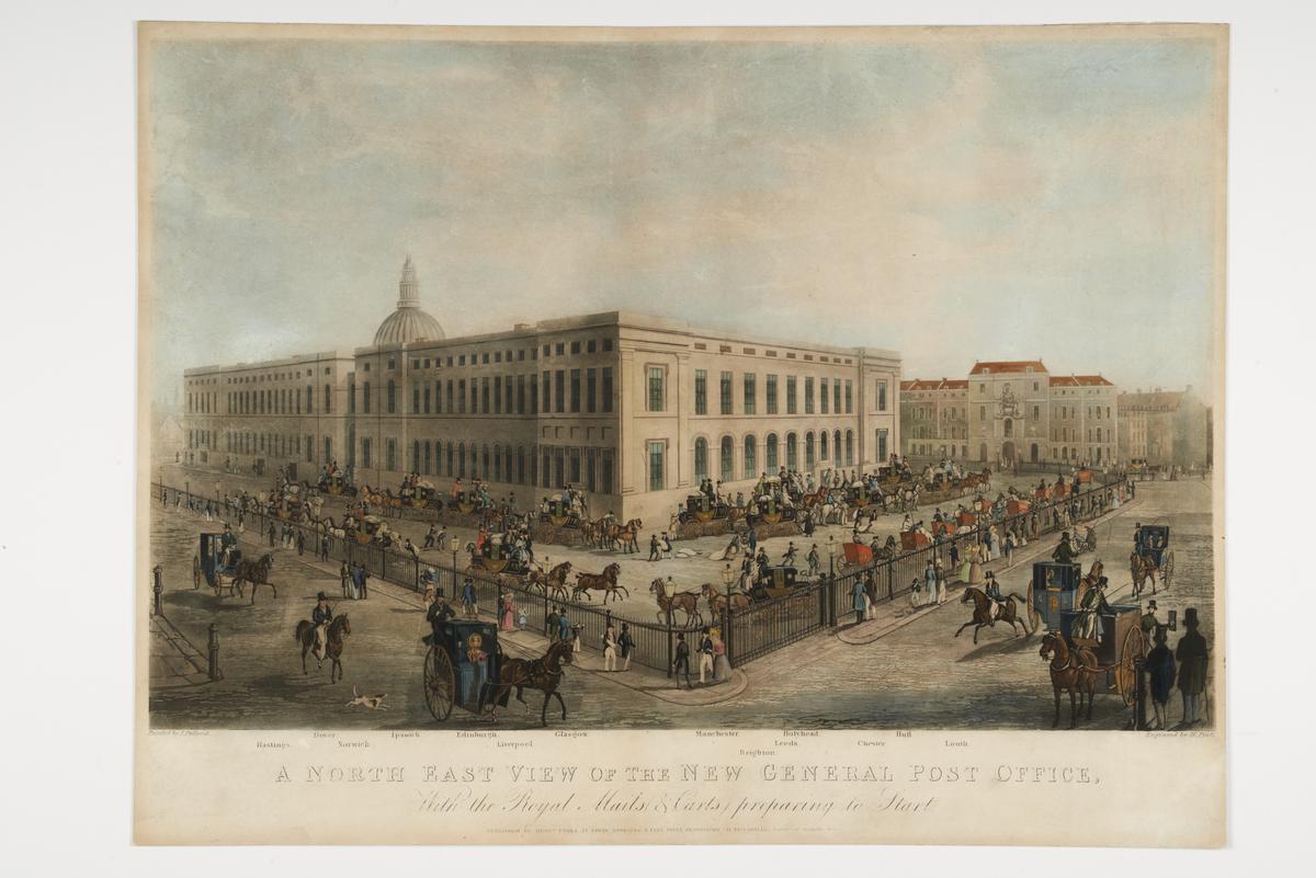 A North East View of the New General Post Office, with the Royal Mails ...