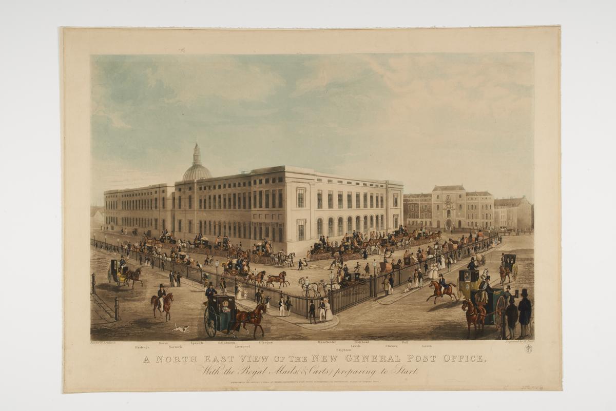 A North East View of the New General Post Office, with the Royal Mails ...