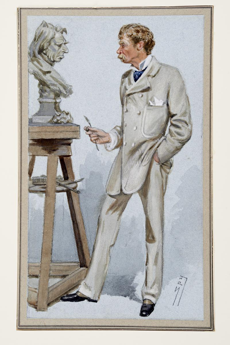 Joseph Edgar Boehm with a bust of John Ruskin | London Museum