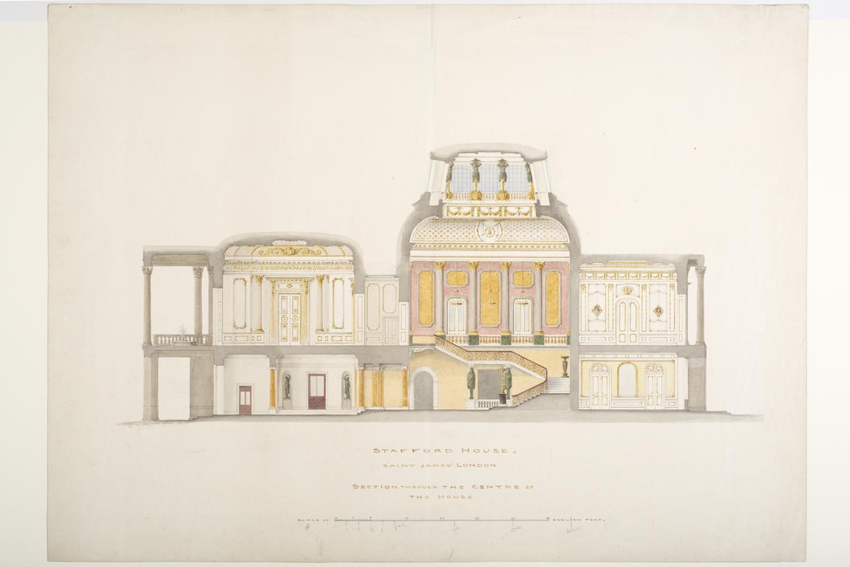 Stafford House, Saint James's, London - section through the centre of ...